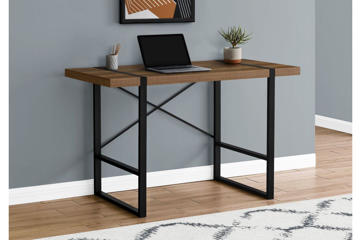 Black Metal & Walnut 48" Computer Desk with Shelves at Gardner-White