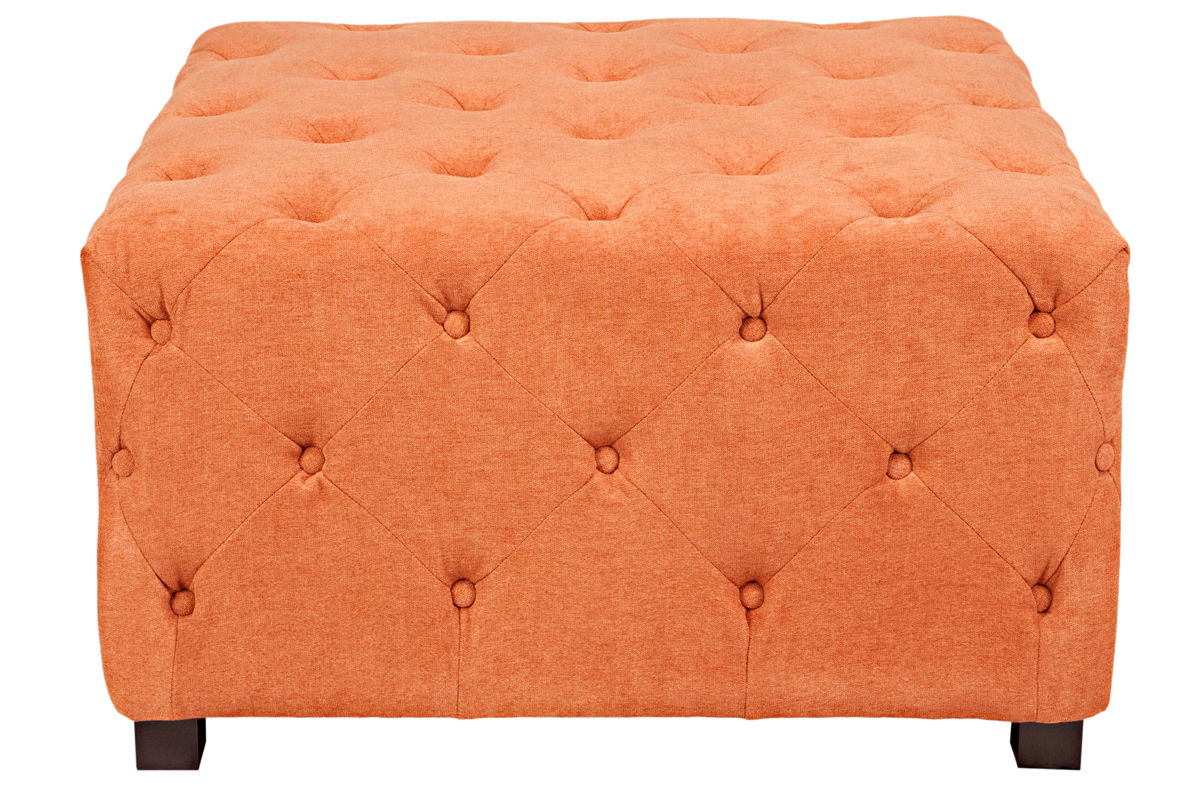 Duncan Large Tufted Rust Cube Ottoman at Gardner-White