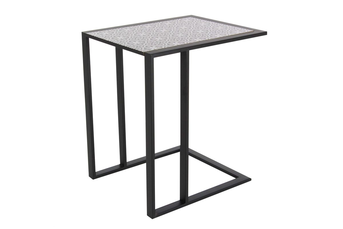 Modern Reflections Rectangular L-Shaped Side Table in Black
