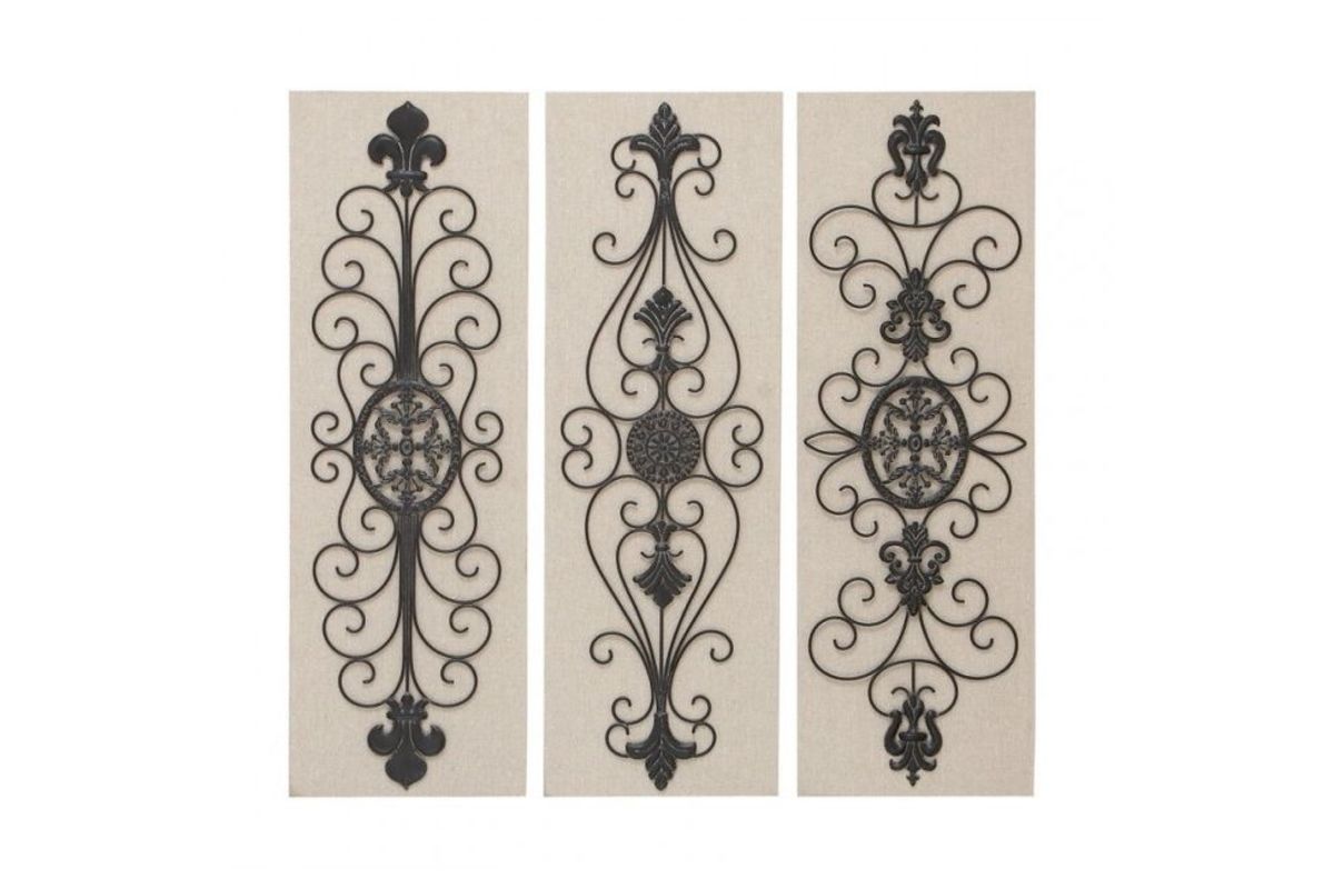 French Inspired Wrought Iron Wall Panel (Set of 3) at Gardner-White